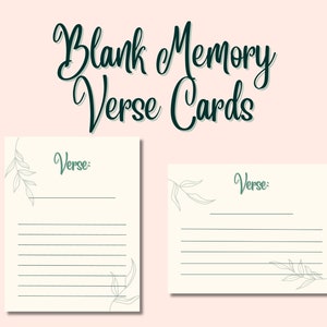 Blank Memory Verse Cards - Vertical and Horizontal Digital Download ...