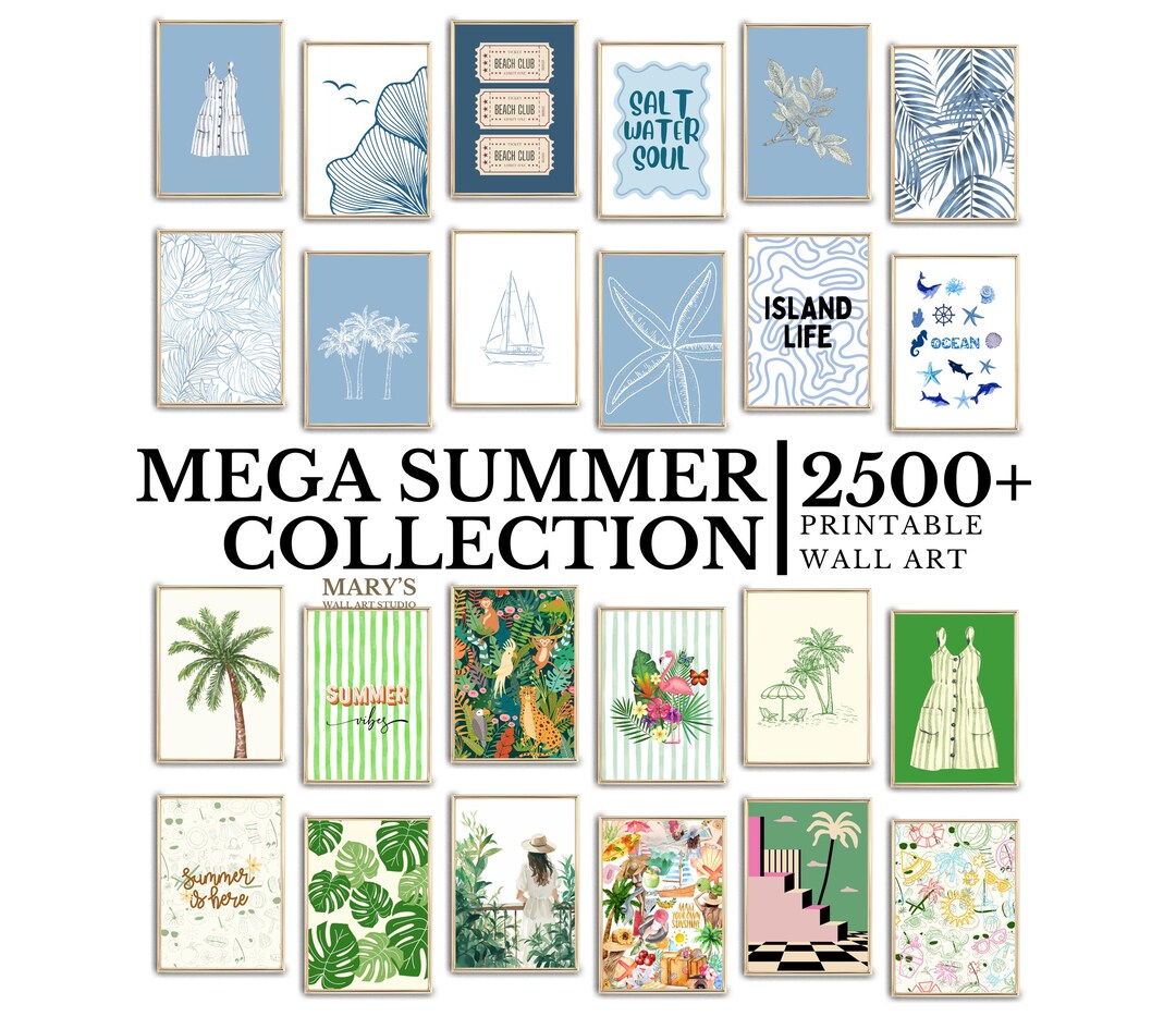 Summer Wall Art MEGA BUNDLE 2500+ I Beach House Decor I Summer Mix Wall ...