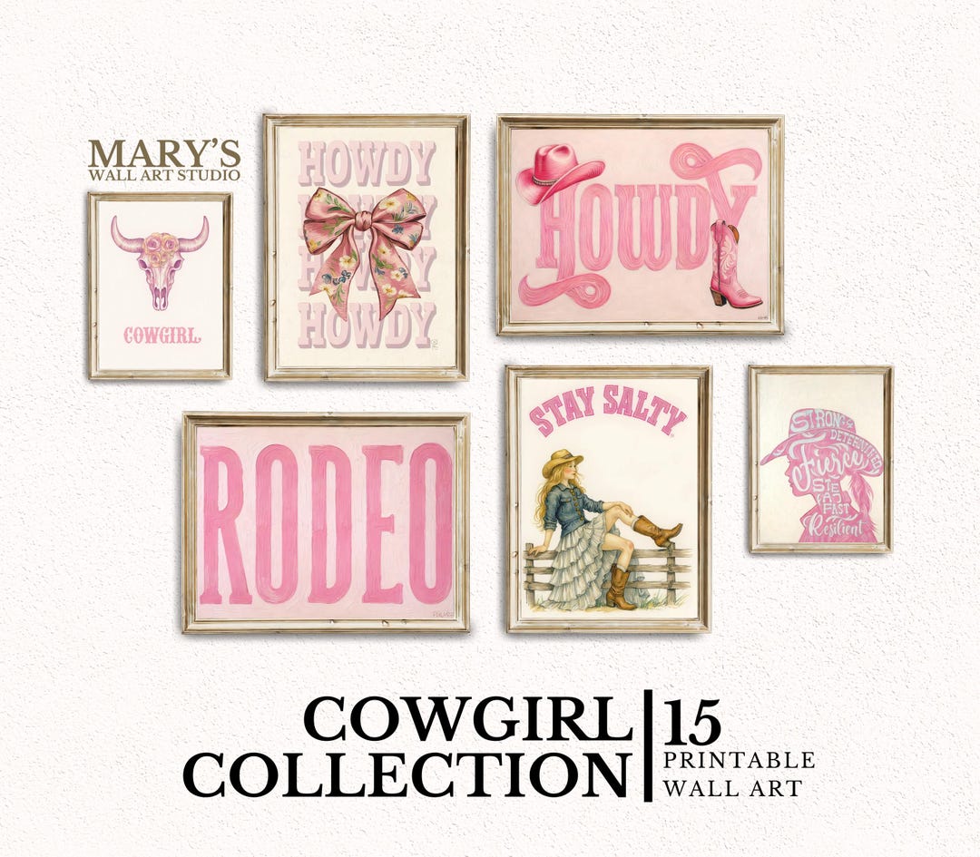 Cowgirl Preppy Digital Wall Art Bundle: Western, Y2K Prints (100+ Files ...