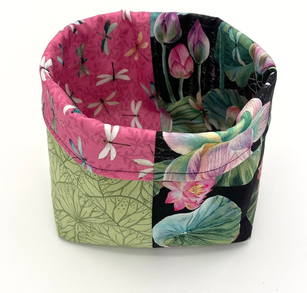 Square Fabric Basket | Reversible Cotton Organizer & Storage Bin ...