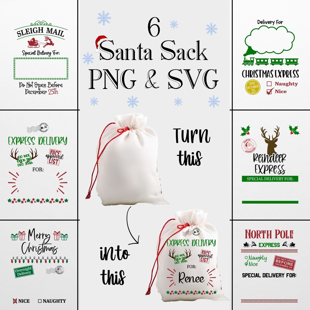 Santa Sack SVG-PNG Bundle Christmas SVG Christmas - Etsy