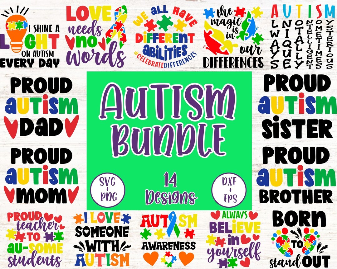 Autism Awareness SVG PNG Bundle, Digital Download, Autism Quotes SVG ...