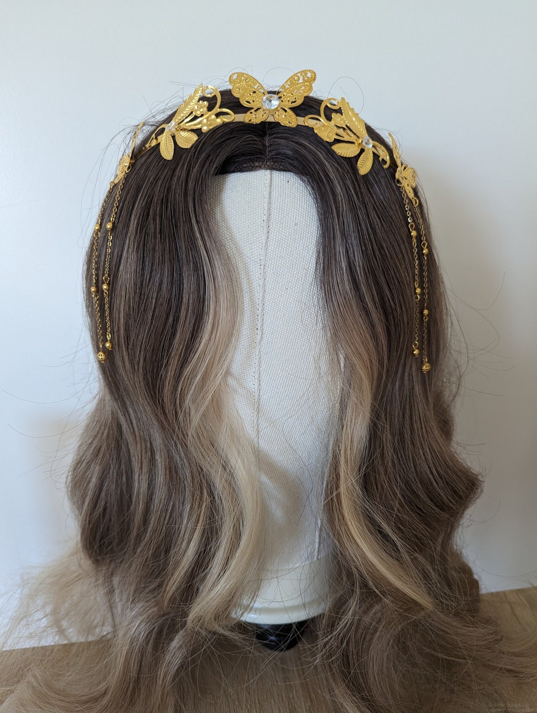 Gold Handmade Fairy Crown Headpiece Bridal Cosplay Tiara - Etsy