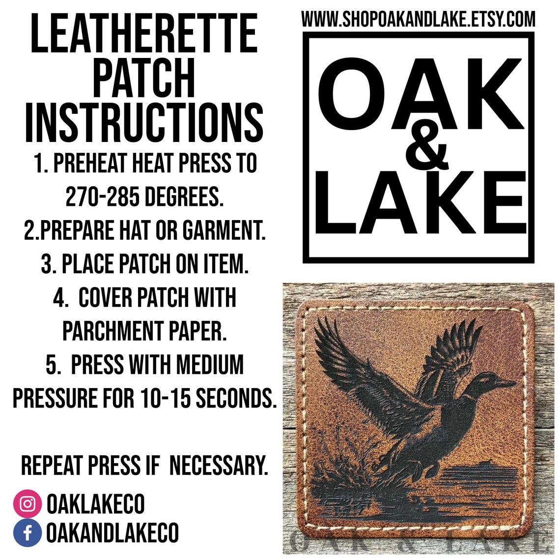 Mallard Duck Leatherette Patch Duck Hat Patch Adhesive Patch Engraved ...