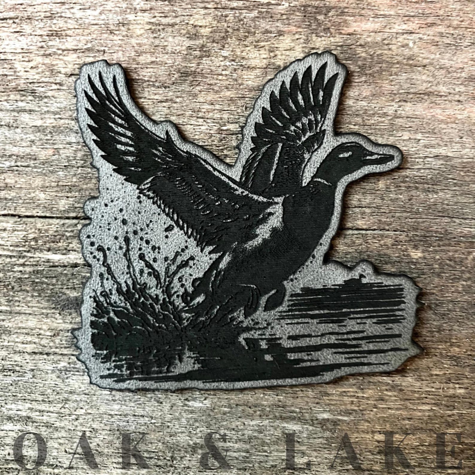 Mallard Duck Leatherette Patch Duck Hat Patch Adhesive Patch Engraved Leatherette Hat Patch ...