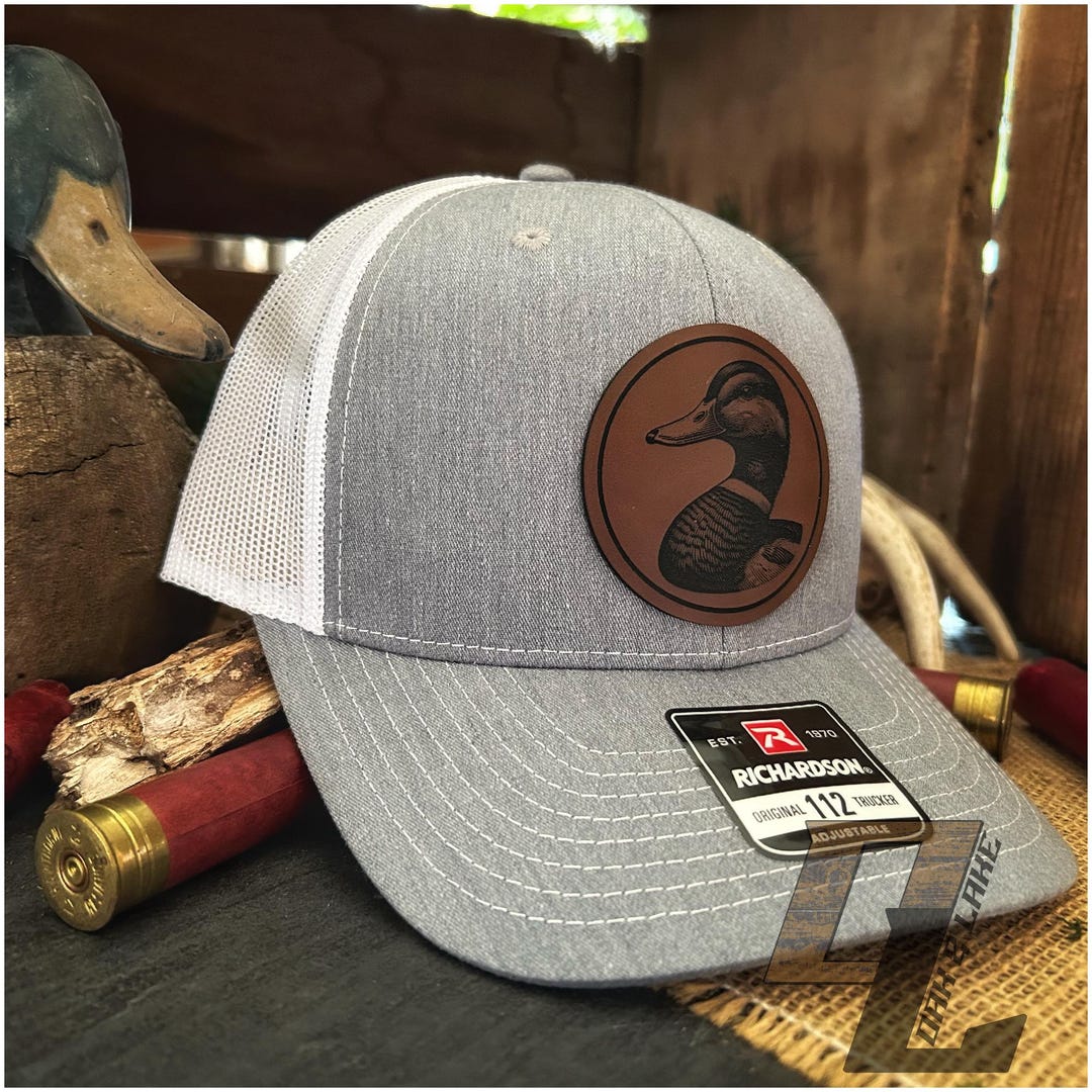 Duck Hunting Hat With Walnut Laser Engraved Leatherette Patch Hunting ...