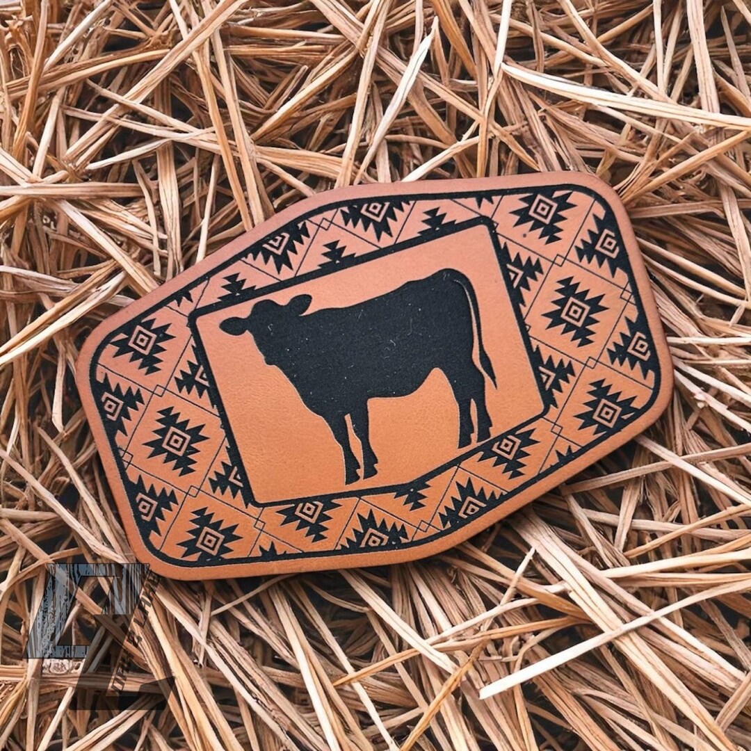Cow Aztec South West Leatherette Patch: Heat Activated Adhesive - Etsy