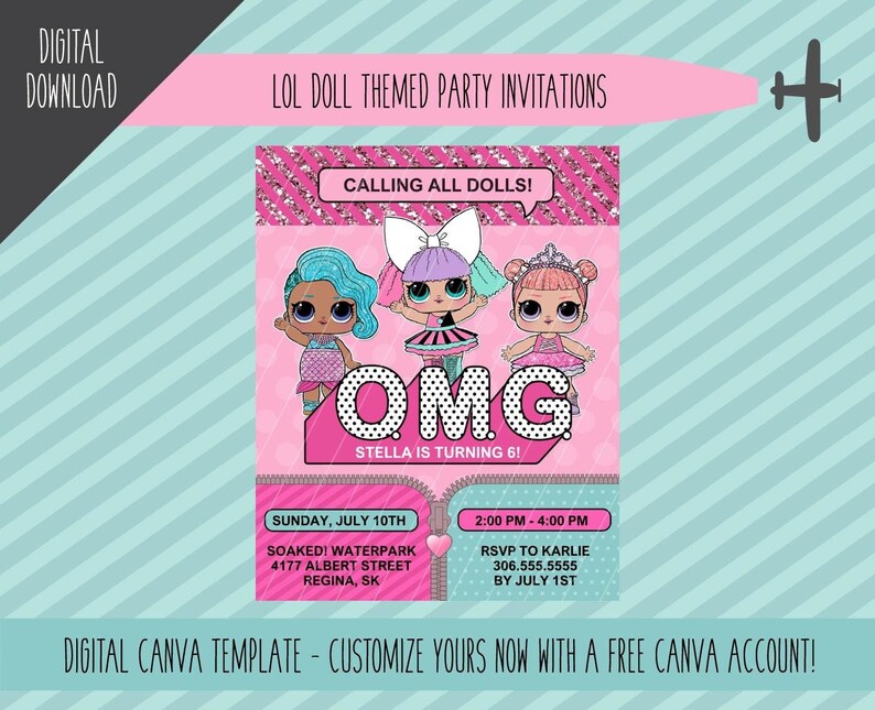 LOL OMG Doll Themed Customizable Party Invitations - Etsy Australia