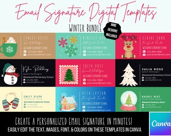Email Signature, Winter Themed Signature, Editable Canva Template ...