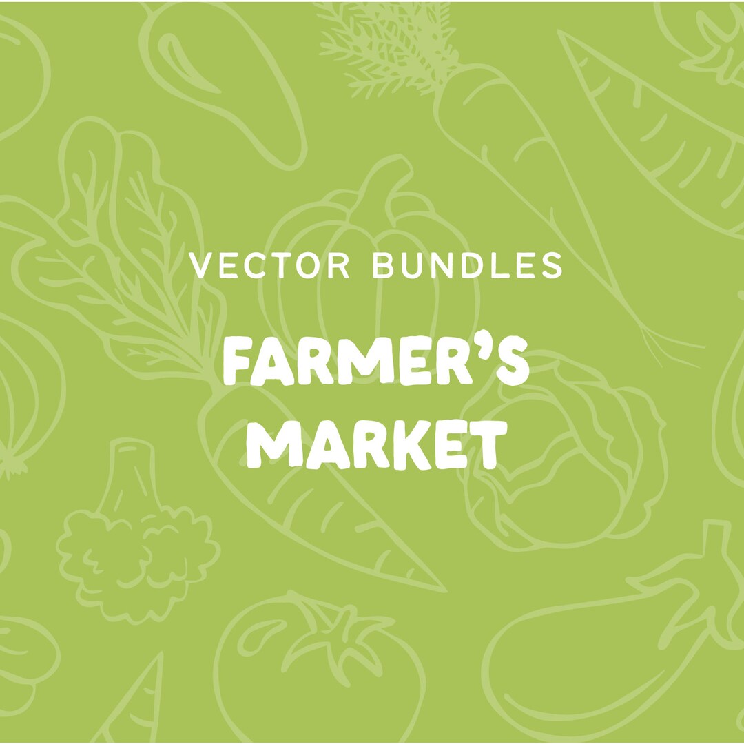 Farmers Market Vector Bundle | Hand Drawn Vegetables | Natural Veggie ...