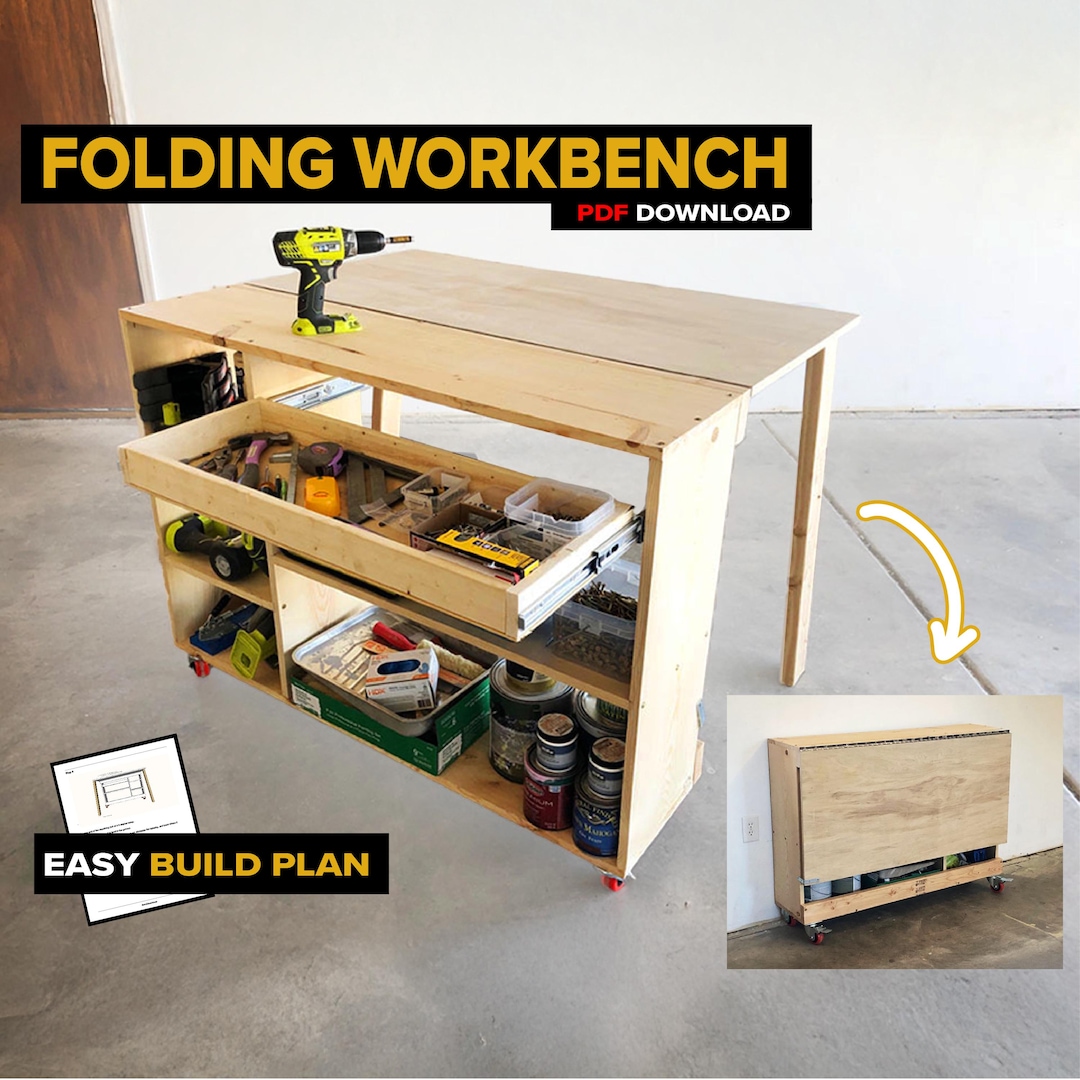 Folding Workbench on Wheels DIY Workbench Plans Mobile Workbench for ...
