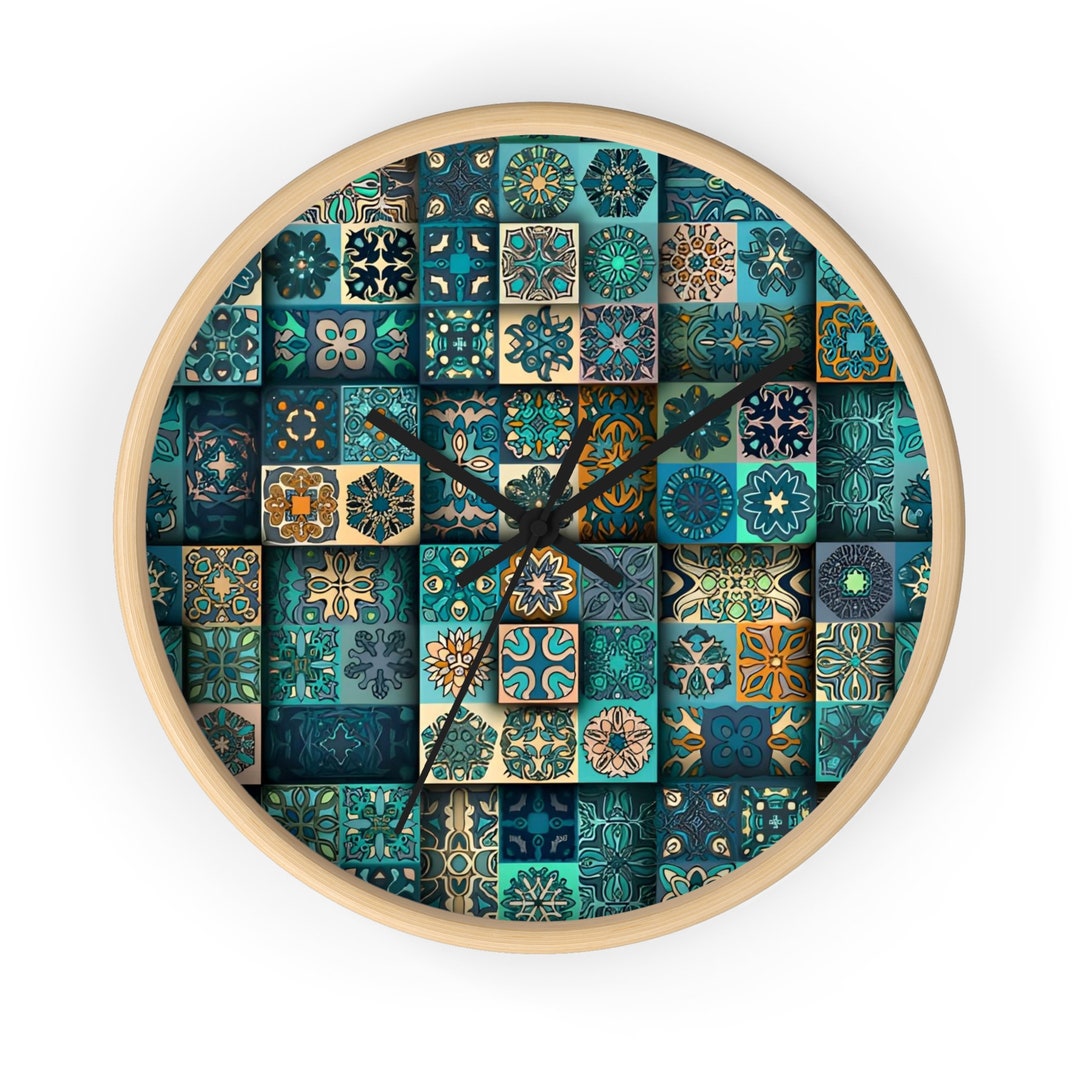 Wall Clock Wooden Unique Clocks for Wall With Moroccan Mosaic - Etsy