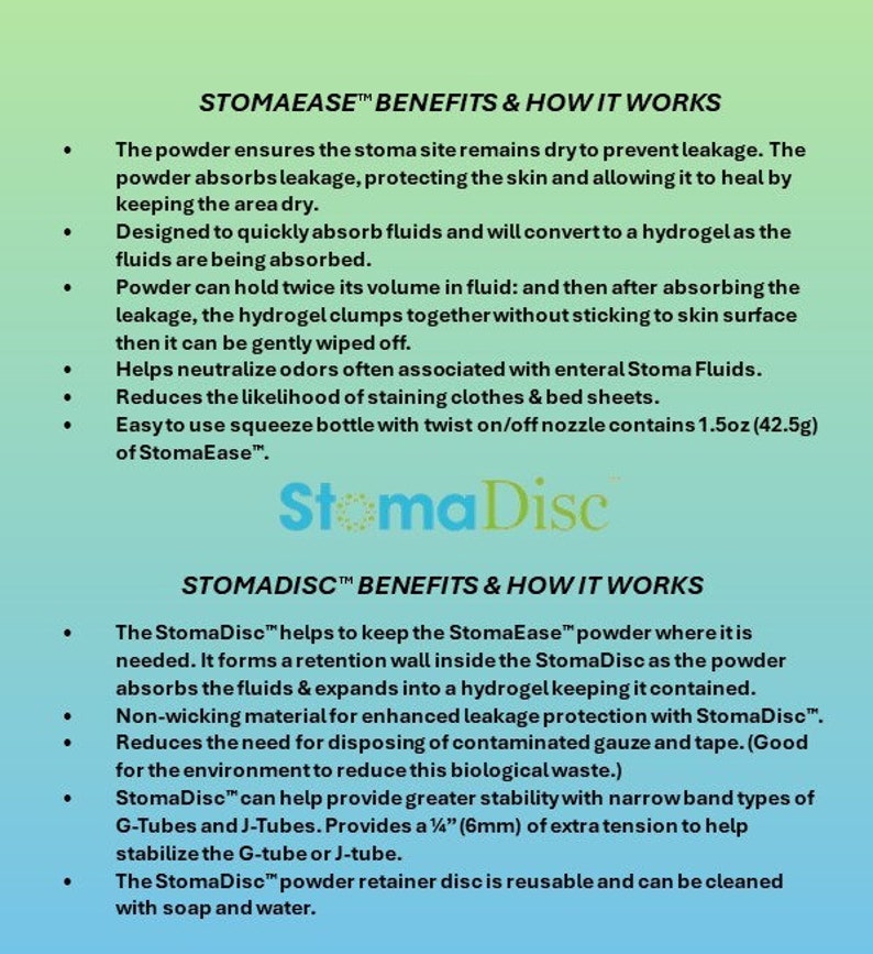 Stomaease™ Powder, Leakage, Odor Relief for Enteral Stomas (g-tubes & J ...