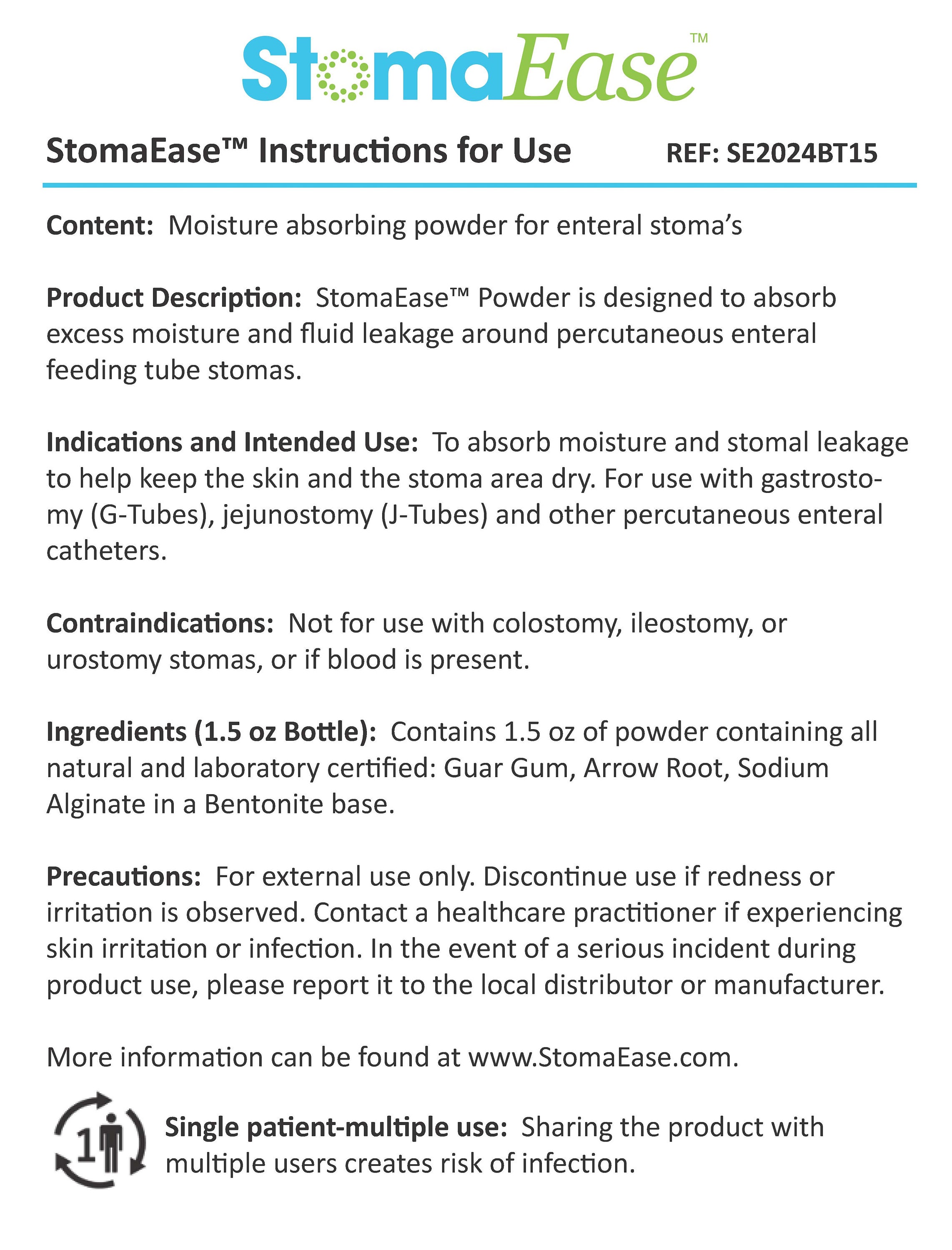 Stomaease™ Powder, Leakage, Odor Relief for Enteral Stomas (g-tubes & J ...