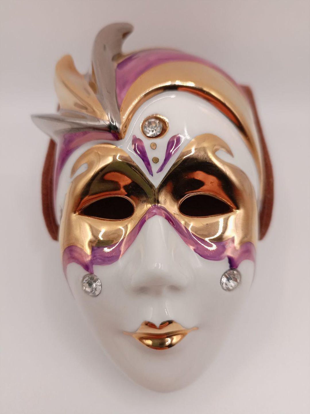 Porcelain Galos Mask Vintage De Ceramica Painted in Gold Silver Figure ...
