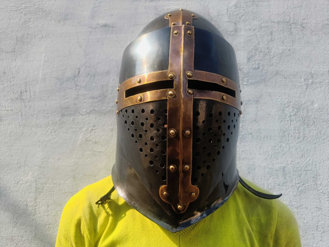 Barbute Crusader Helmet: 18 Gauge Steel, SCA LARP Role Play - Etsy