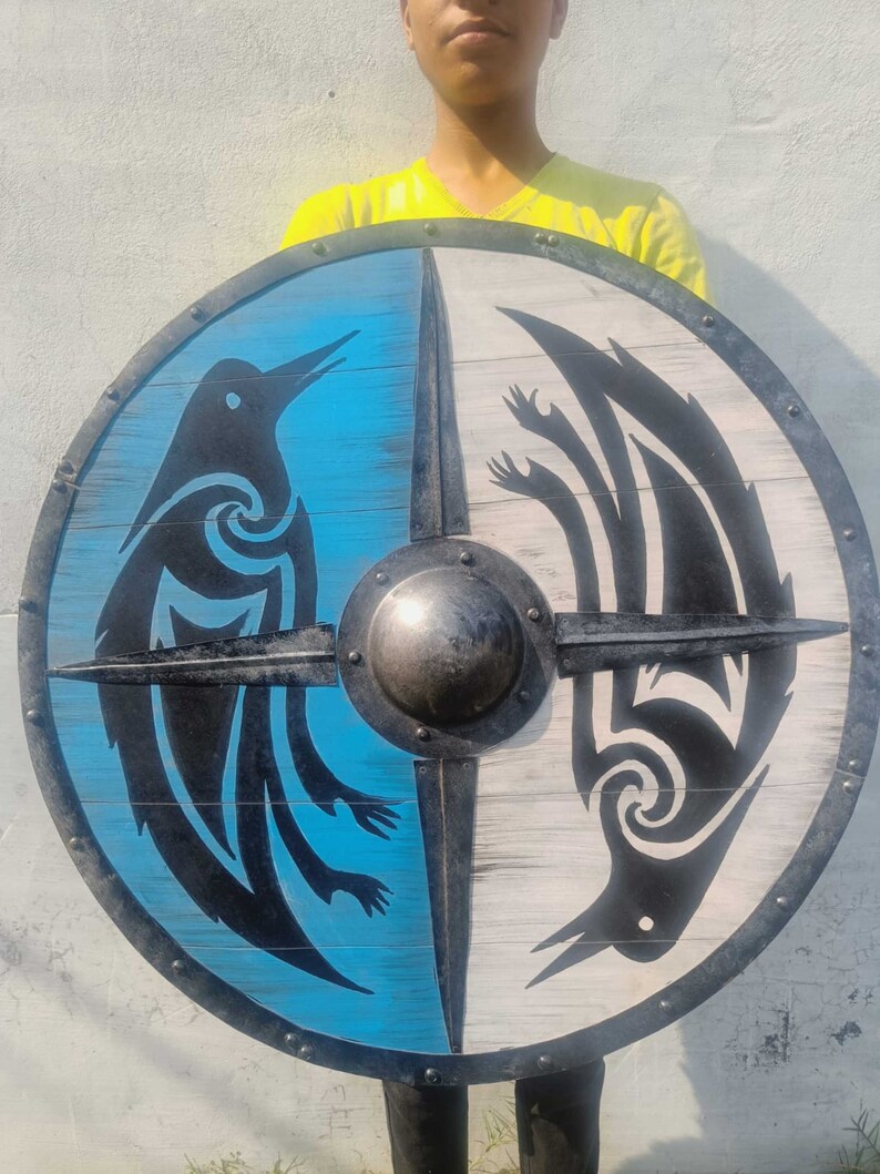Medieval Viking Shield | Eivor Valhalla Raven Authentic Battleworn ...
