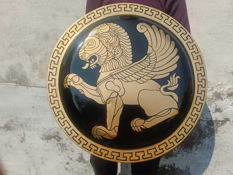 Handmade Greek Hoplite Shield: Gold Lion Spartan Armor, 24 Inch - Etsy