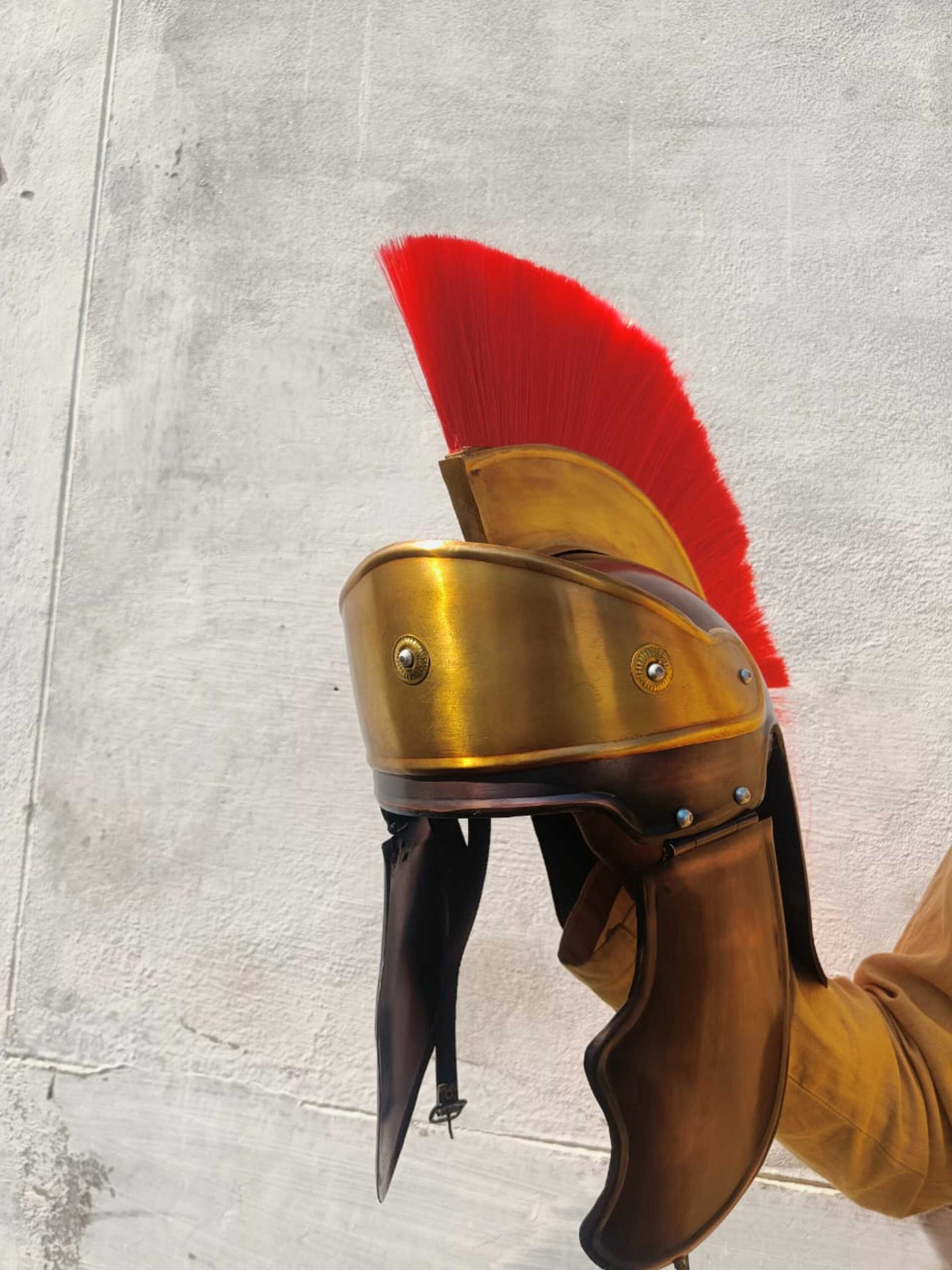 Medieval Roman Praetorian Steel Helmet With Feather - Halloween Helmet ...