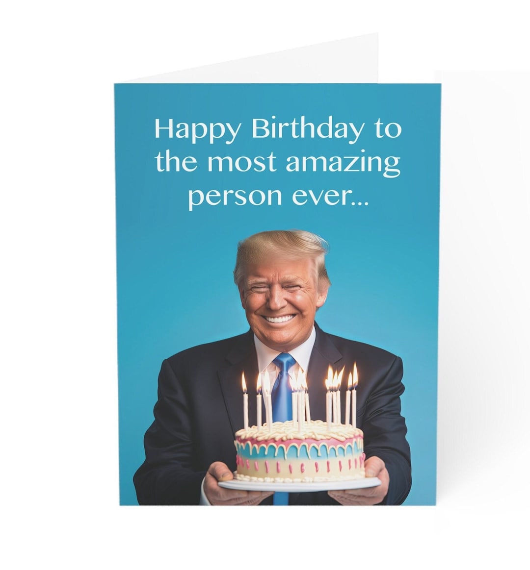Trump Happy Birthday With Cake and Candles Birthday Card. - Etsy
