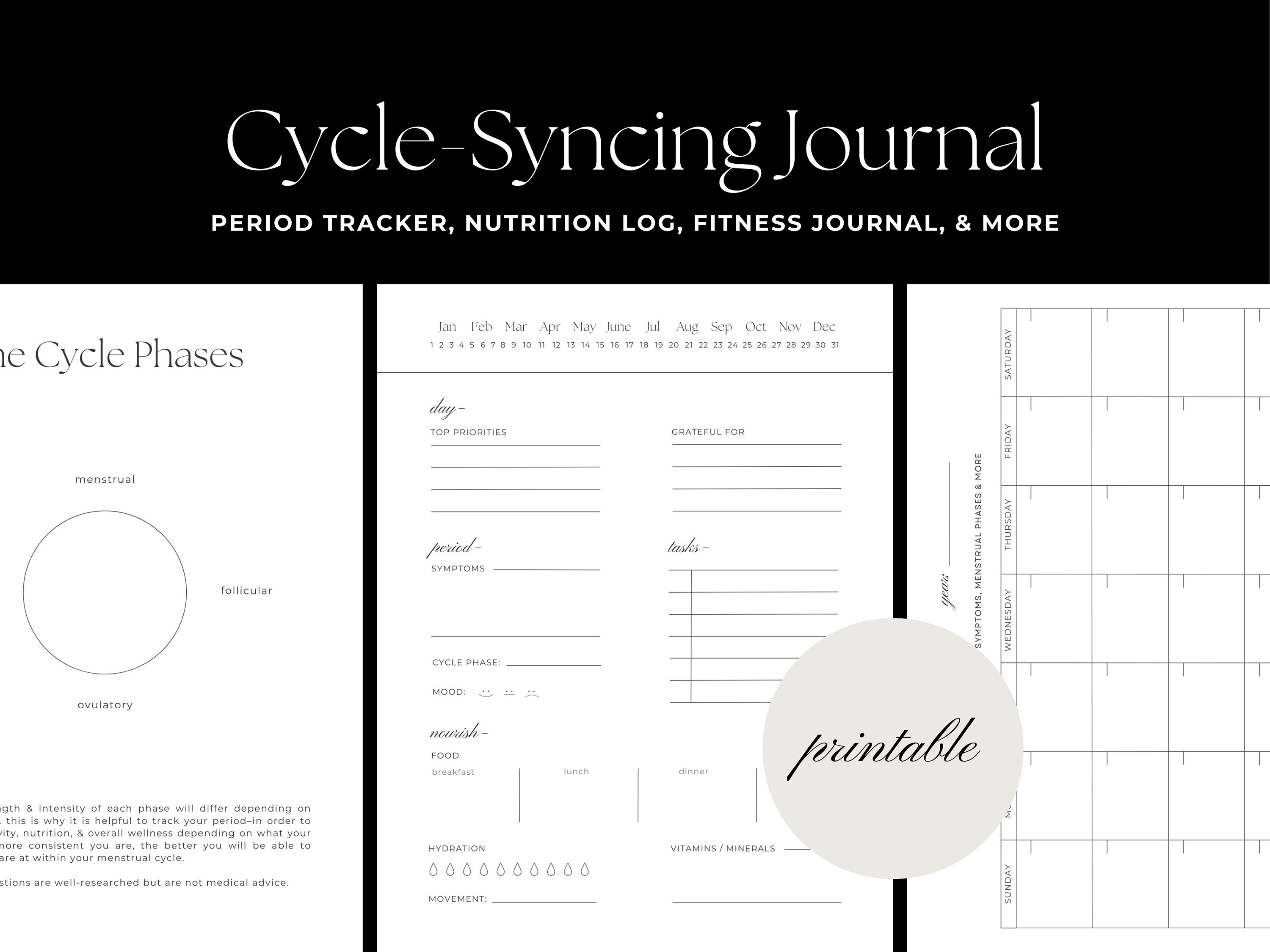 Zyklus Journal mit Kalender (printable) | Periode Tracker & Fitness ...