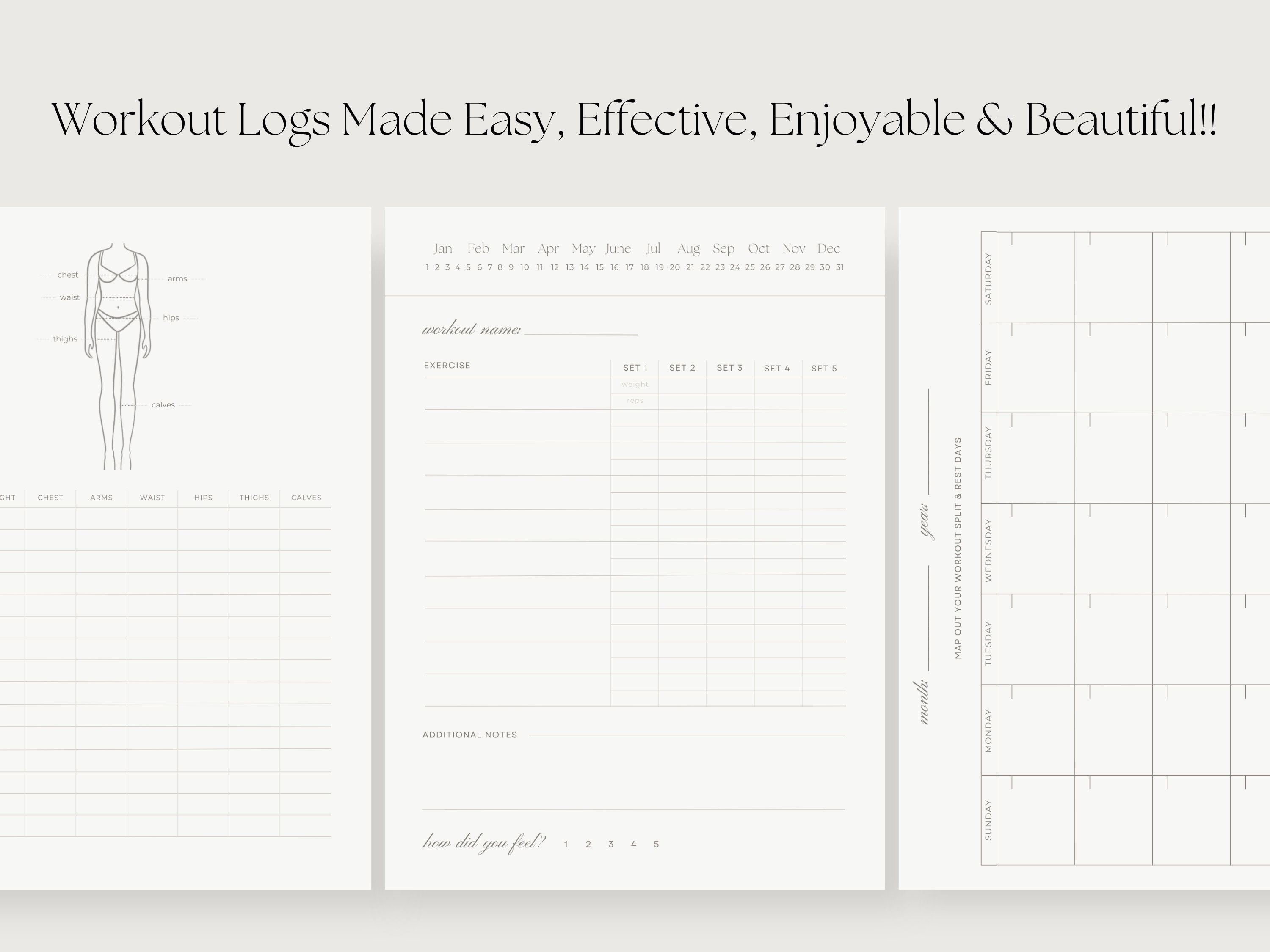 Workout Log Book (printable) | Weight Lifting Log & Home Workout ...