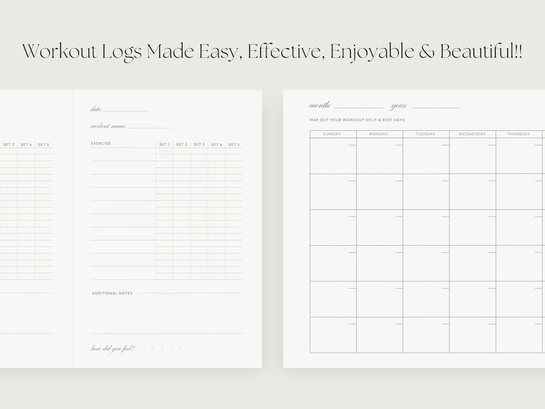 Workout Log Book (printable) | Weight Lifting Log & Home Workout Planner | Daily Workout Log for ...