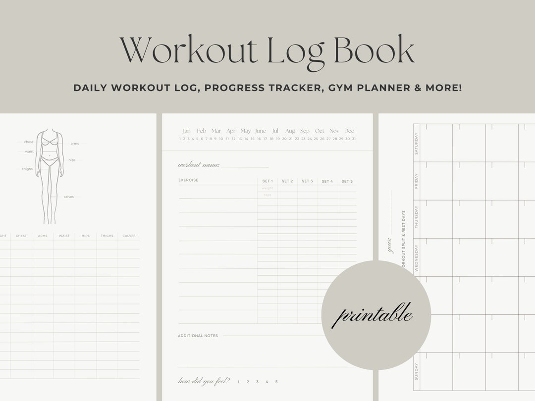 Workout Log Book (printable) | Weight Lifting Log & Home Workout ...