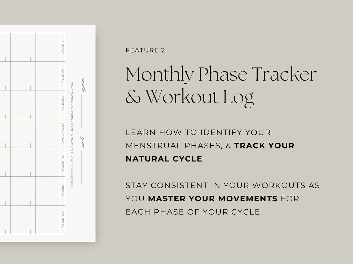 Cycle Syncing Journal With Calendar printable Period Tracker & Fitness ...
