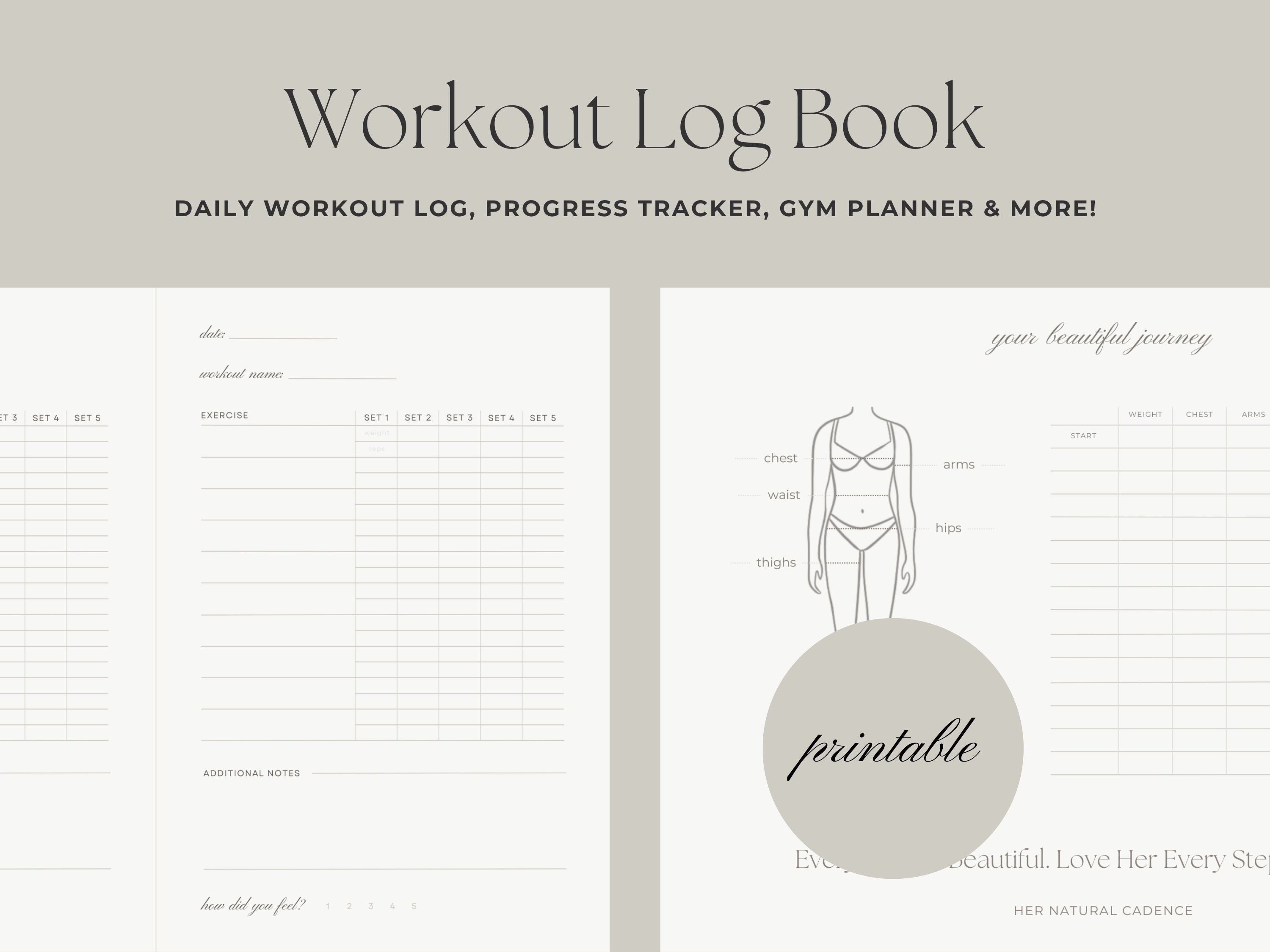 Workout Log Book (printable) | Weight Lifting Log & Home Workout ...