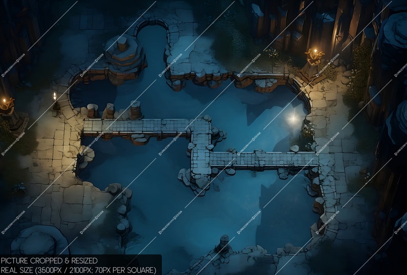 RPG Battlemap: Forgotten Ocean Heart Dnd Battle Map for Roll20 Sunken ...