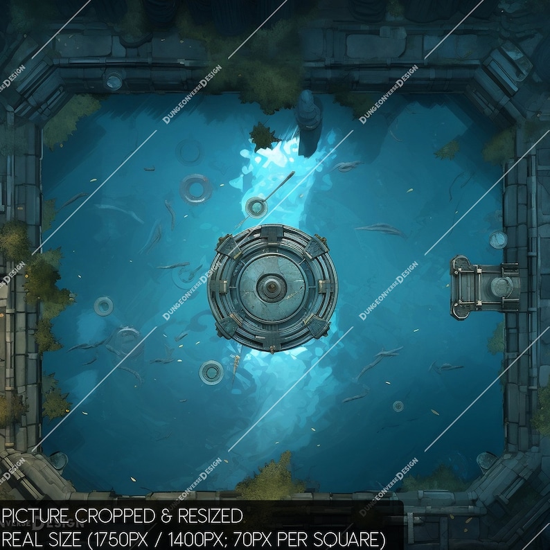 RPG Battlemap: Forgotten Ocean Heart Dnd Battle Map for Roll20 Sunken ...