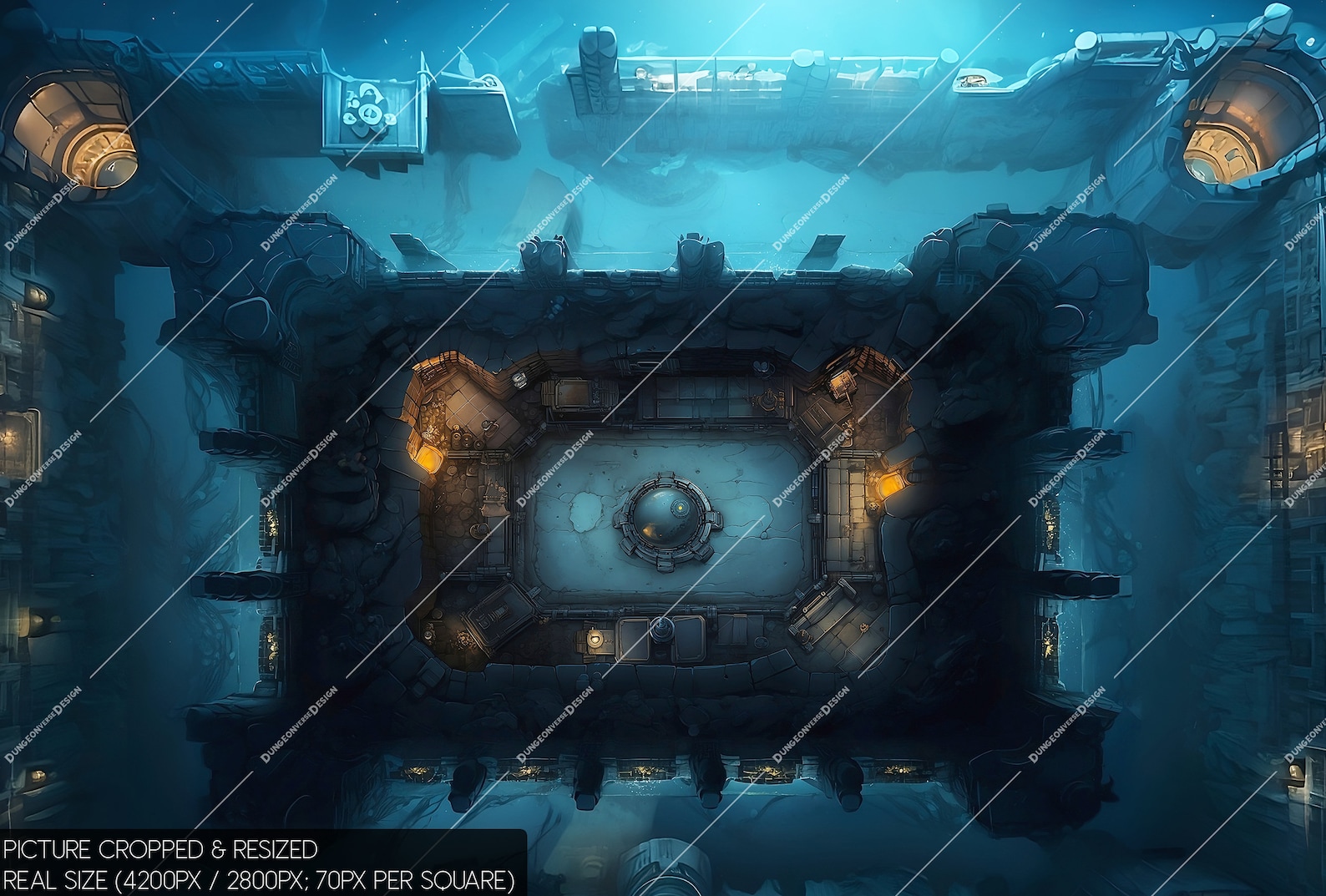 RPG Battlemap: Forgotten Ocean Heart Dnd Battle Map for Roll20 Sunken ...