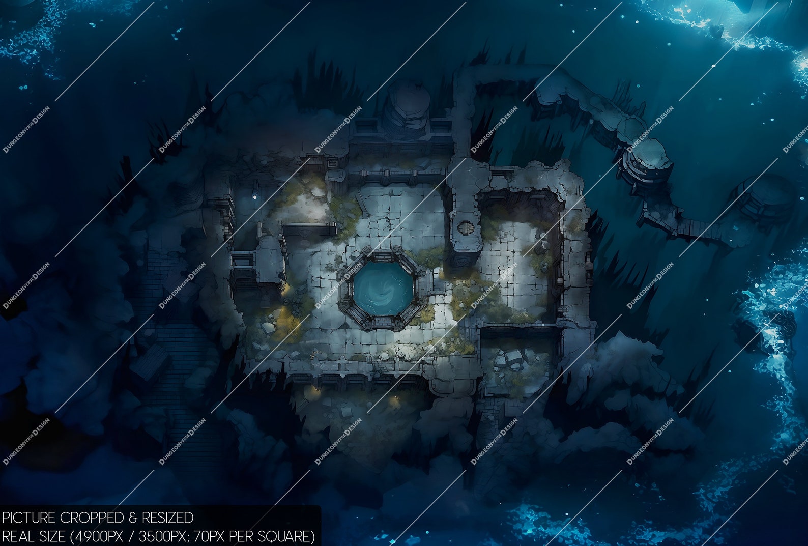 RPG Battlemap: Forgotten Ocean Heart Dnd Battle Map for Roll20 Sunken ...