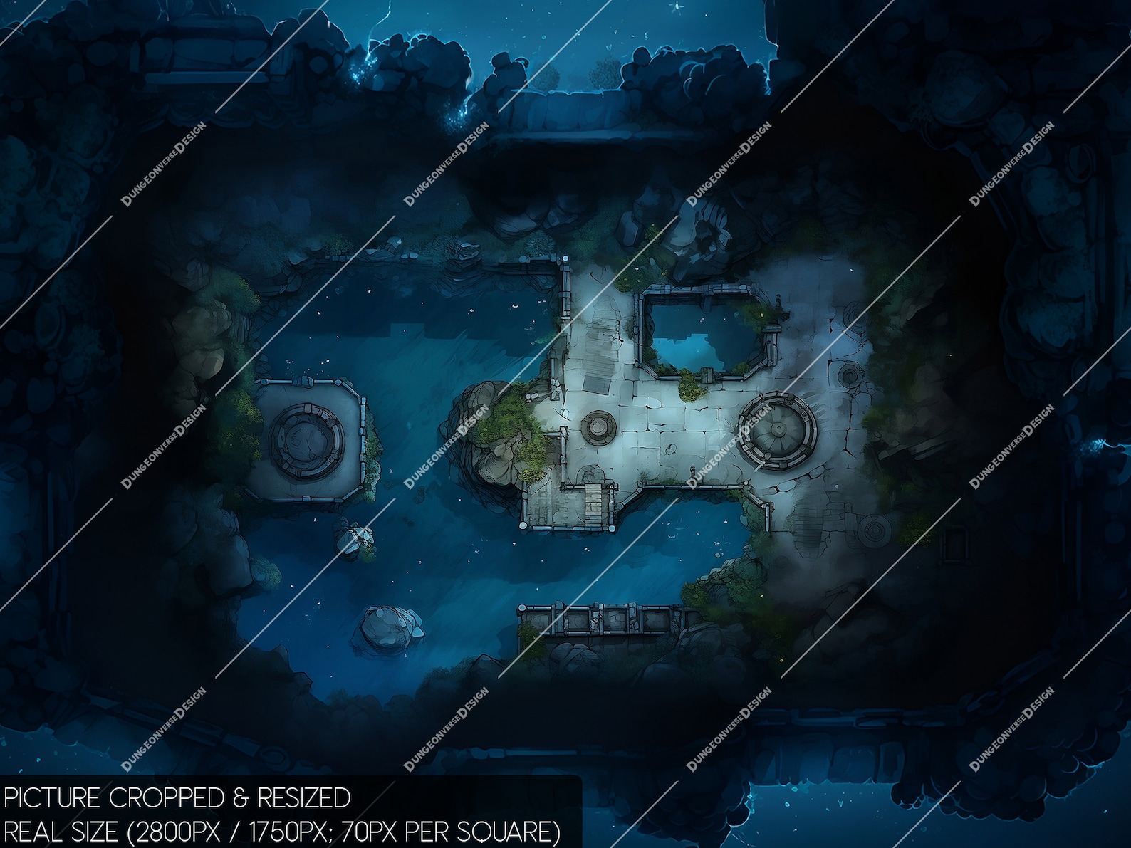 RPG Battlemap: Forgotten Ocean Heart Dnd Battle Map for Roll20 Sunken ...