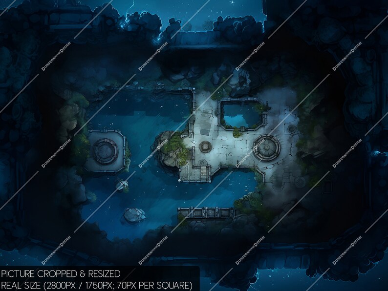 RPG Battlemap: Forgotten Ocean Heart Dnd Battle Map for Roll20 Sunken ...