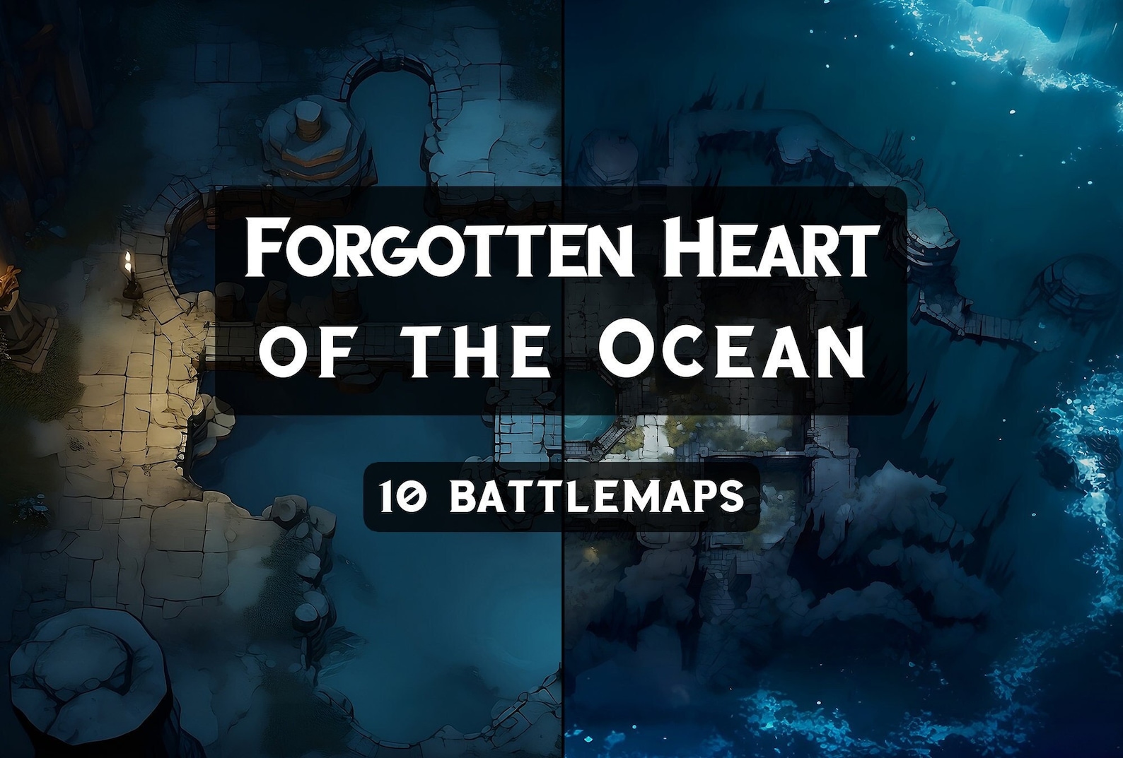 RPG Battlemap: Forgotten Ocean Heart Dnd Battle Map for Roll20 Sunken ...