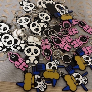 3D Printed 3 Cute Keychains panda Squid Game Skull Best Gift - Etsy