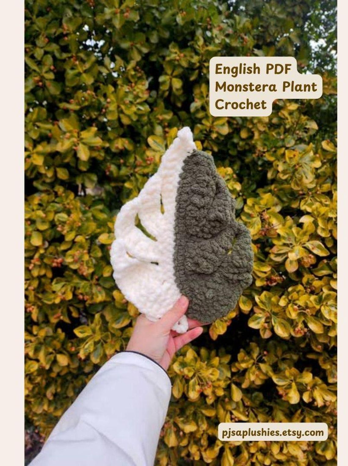 Monstera Albo Crochet Pattern: Swiss Cheese Leaf (english PDF Pattern ...