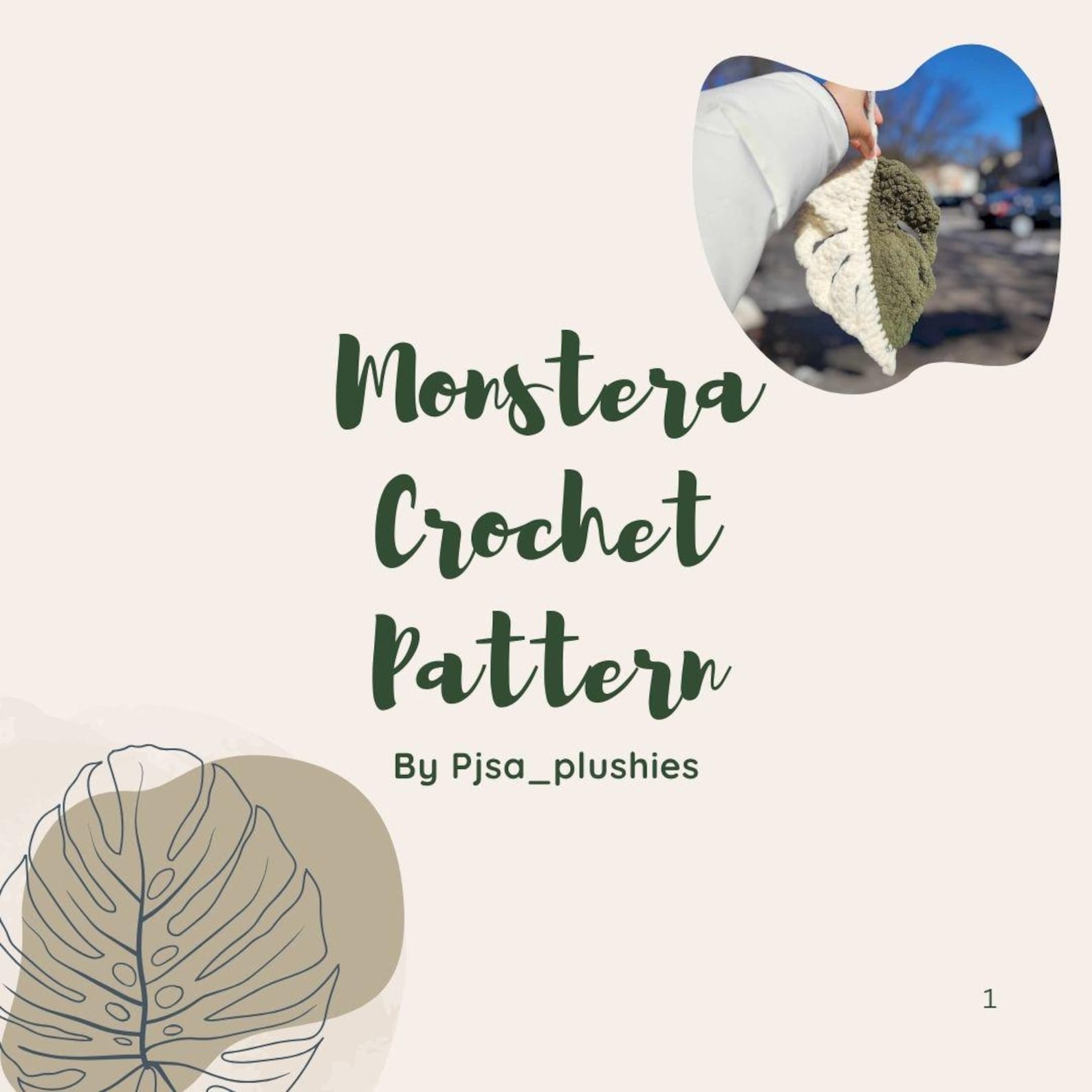 Monstera Albo Crochet Pattern: Swiss Cheese Leaf (english PDF Pattern ...