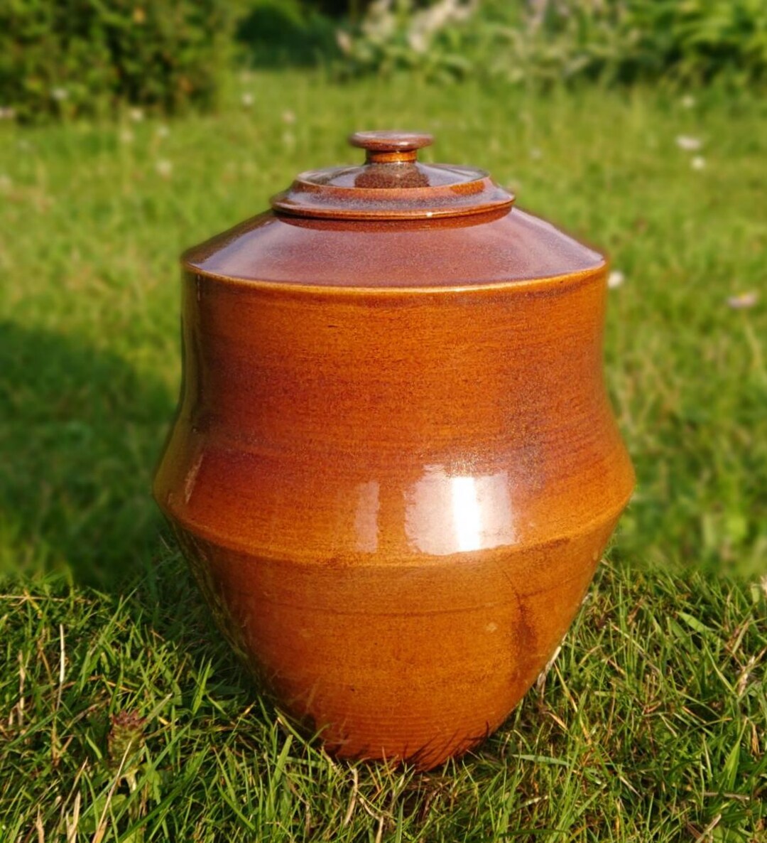 Handmade Ceramic Cremation Urn for Ashes Shiny Brown- Large - Etsy