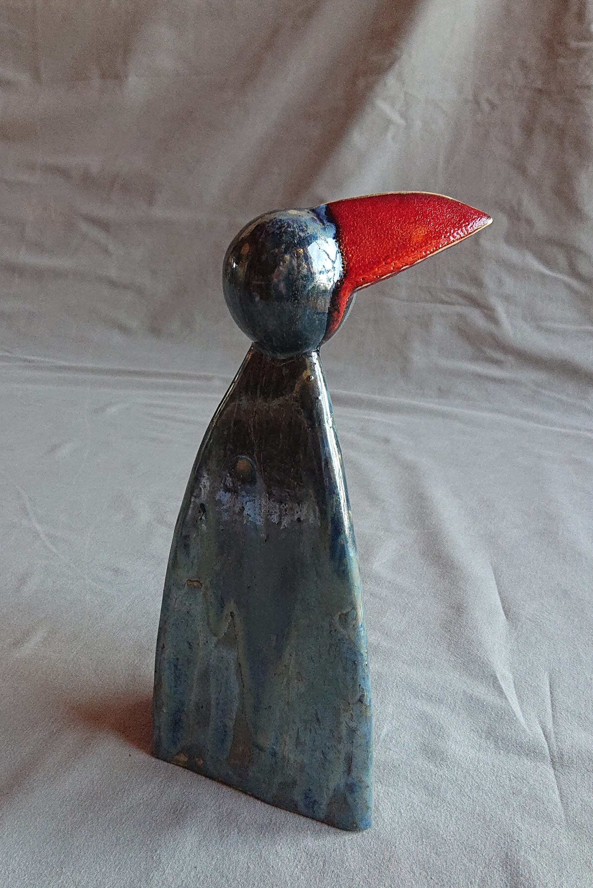 Ceramic Handmade Decorative Sculpture of Bird, Bird Blue Green Silver ...