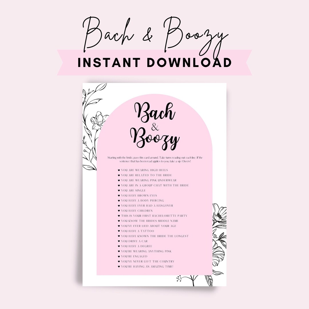 Bach and Boozy | Bachelorette Party Games | Hens Drinking Games ...