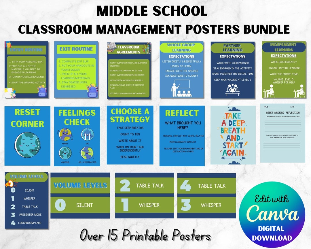 17 Classroom Management & Routines Posters Printable Bundle - Etsy