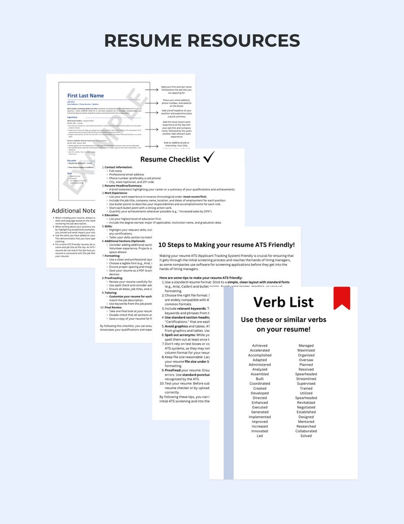 Simple Blue ATS Friendly Resume Template - Etsy