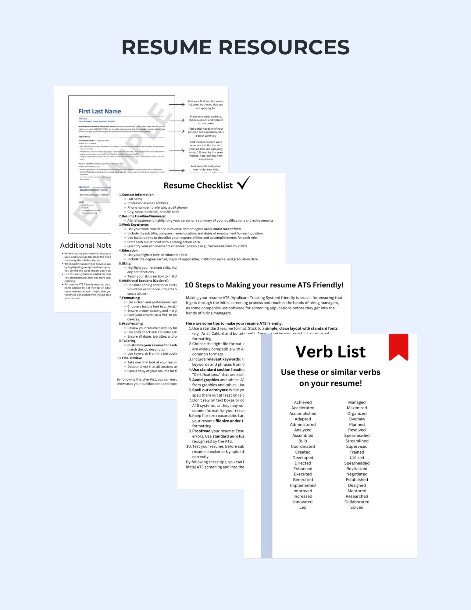 Simple Blue ATS Friendly Resume Template - Etsy