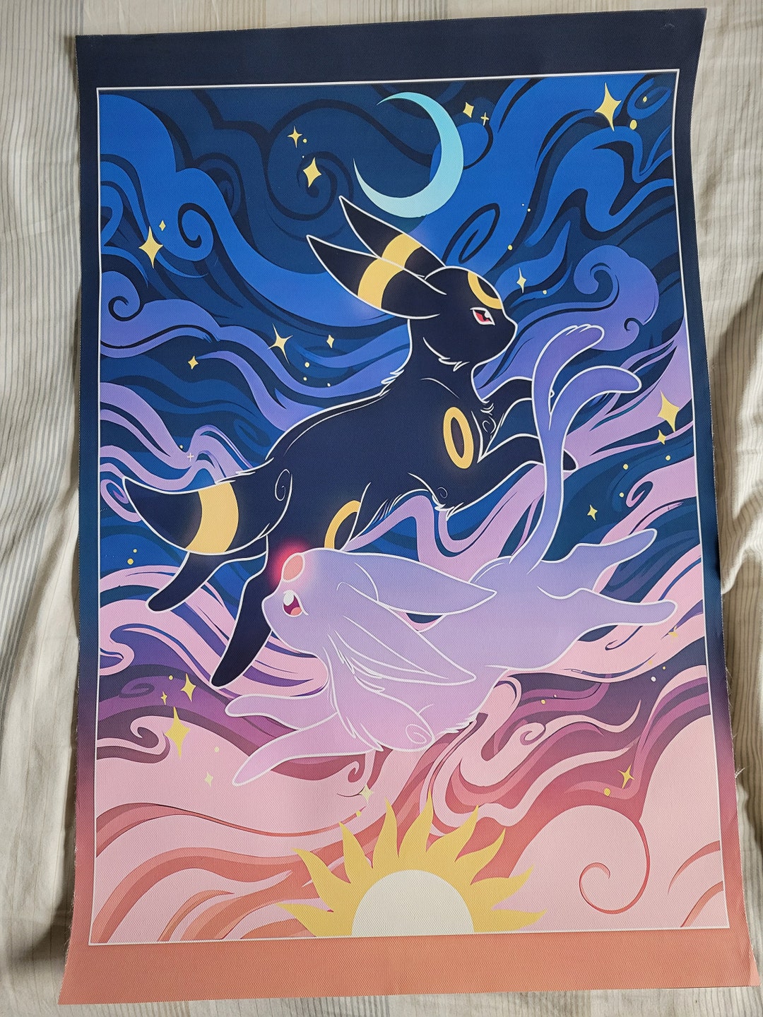 Pokemon Fabric Poster Espeon Umbreon 24x17 - Etsy
