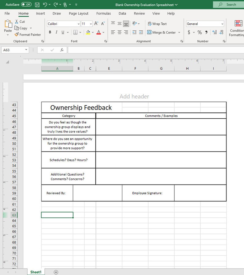 Employee Evaluation Spreadsheet - Etsy