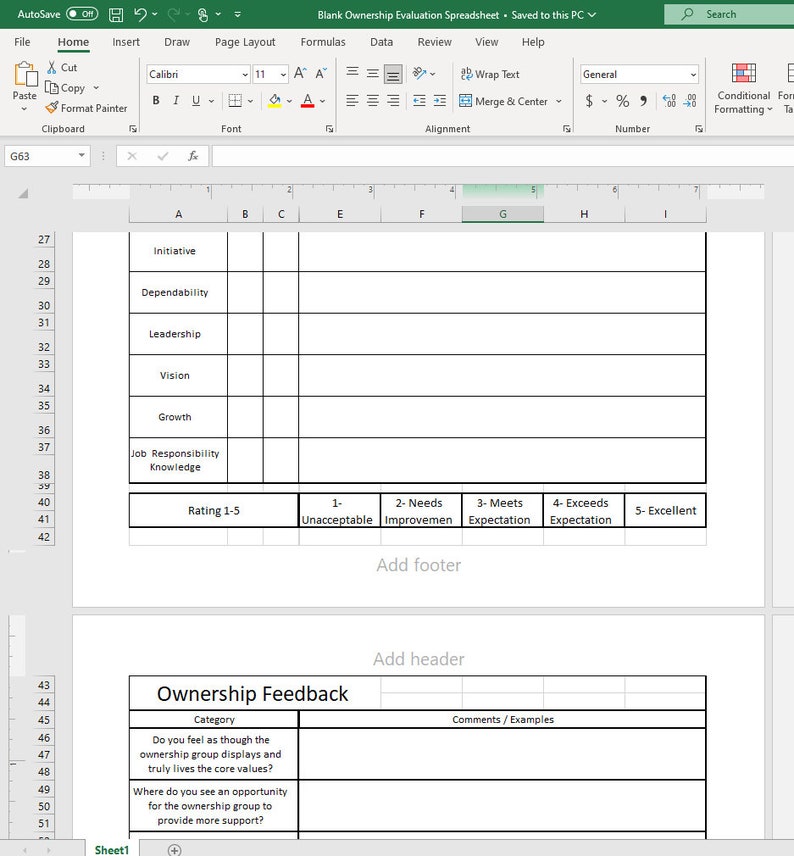 Employee Evaluation Spreadsheet - Etsy