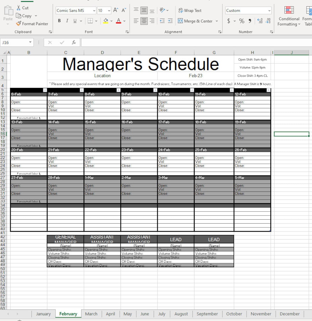 Business Manager Schedule - Etsy